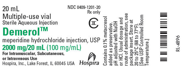 Demerol 100mg/ml 20ml Vial CII Pfizer - Wall Medical