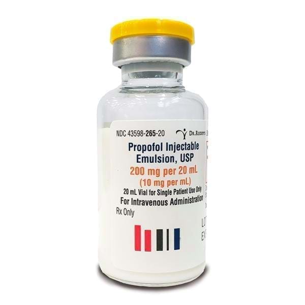 Propofol 200mg/20ml 10x20ml Dr Reddys - Wall Medical
