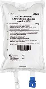 5% Dextrose 0.45% Sodium Chloride 500mL x 20 (26 lbs) Fresenius Kabi - Wall Medical