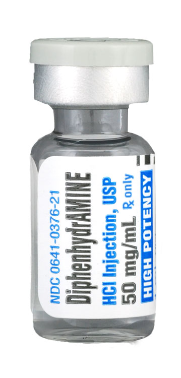 Diphenhydramine HCI Injection, USP 50mg/mL 1mL vial each Hikma - Wall ...